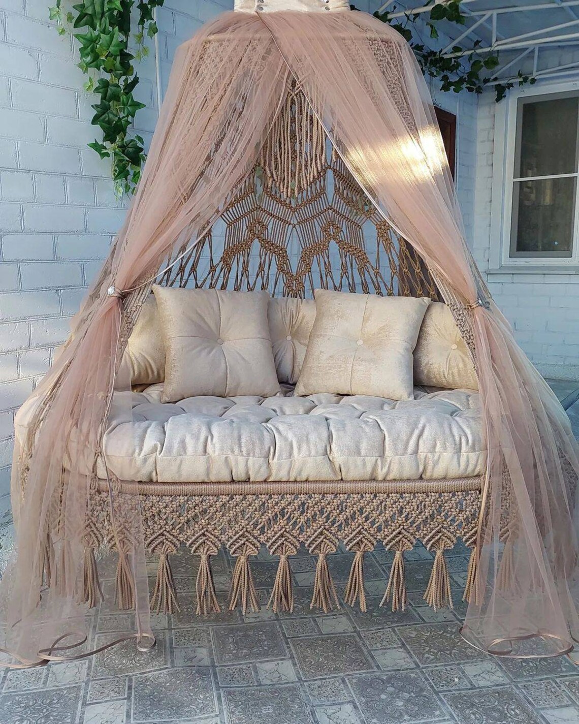 Macrame Double Seat Swing Chair, Macrame Swing Chair, Macrame Handmade ...