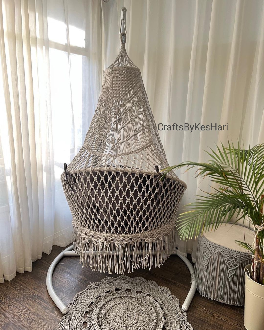 Macrame Swing Chair, Macrame Round Swing, Macrame Porch Rocking Swing ...