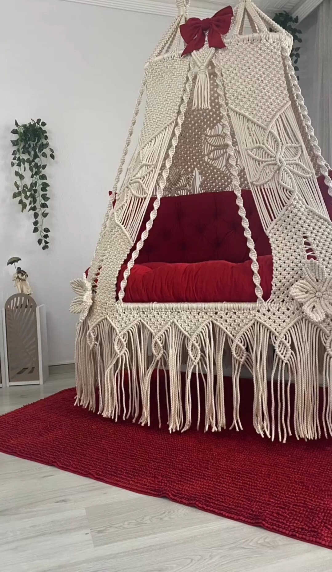 Beige Macrame Double Seat Swing, Macrame Swing Chair, Macrame Bed ...