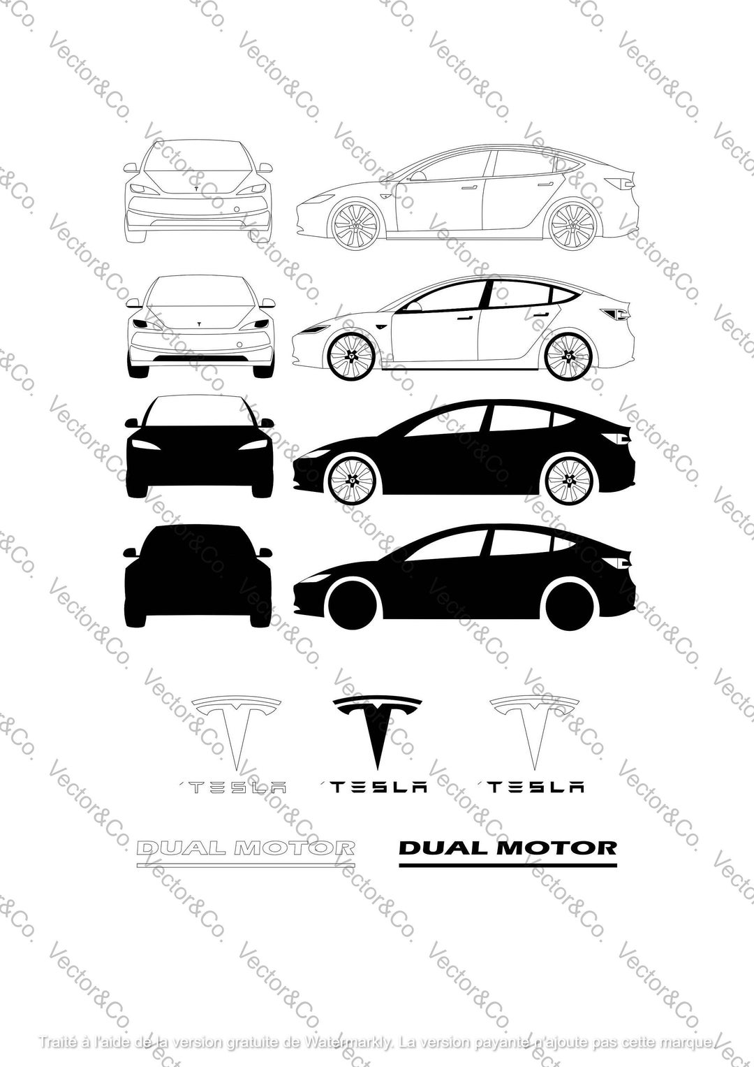Tesla Model 3 Vector Vector File - Etsy