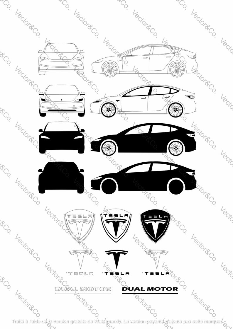 Vector File Vector of Tesla Model 3 and All Tesla Logos - Etsy