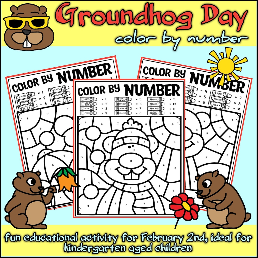 Groundhog Day Color by Number - Math Activities for Kindergarten, First ...
