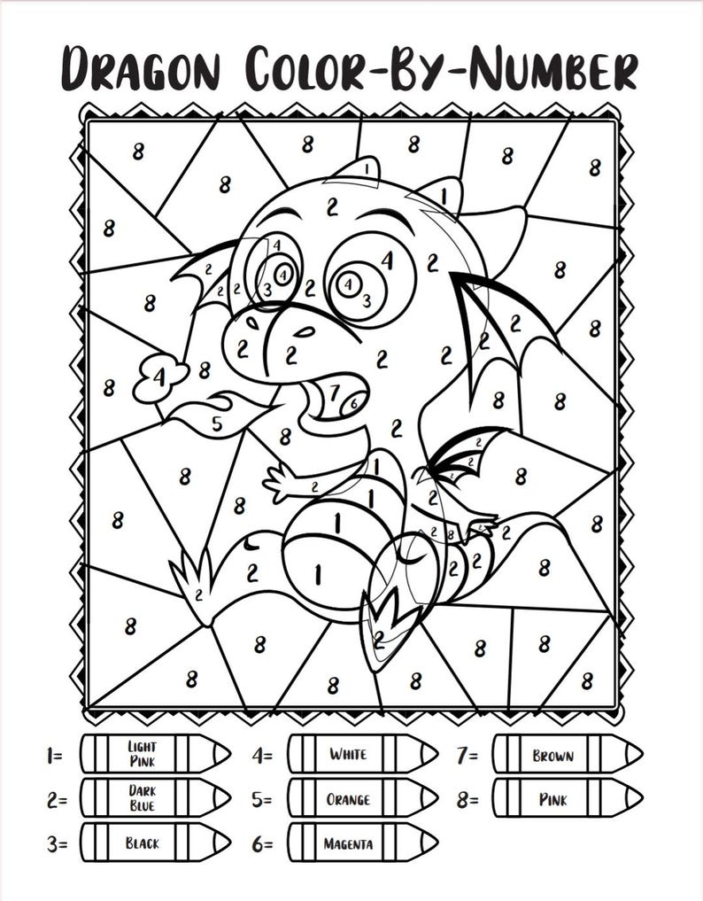 Chinese New Year Dragon Color by Number – Math Coloring Pages ...
