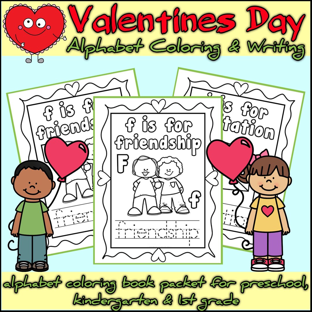 Valentines Day Alphabet Coloring and Writing Booklet K-1st Grade ...
