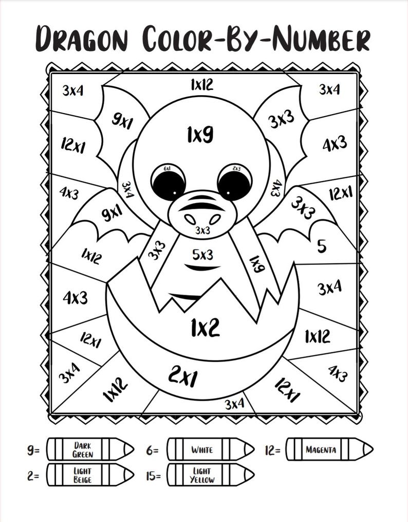Chinese New Year Dragon Color by Number – Math Coloring Pages ...
