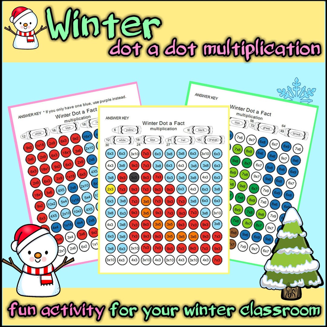 Winter Dab a Dot Multiplication Facts - Math Activities - Dot to Dot ...
