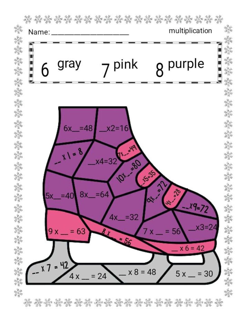 Winter Color by Number Multiplication - Math Activities - Key by Code ...