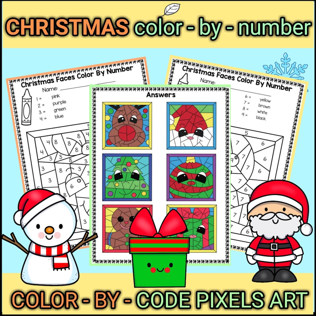 Christmas Color by Number - PIXELS ART Around the World - WINTER Math ...