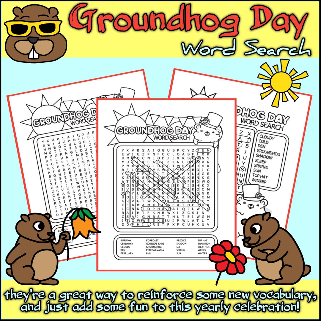 Groundhog Day Word Search Puzzles - Vocabulary Activities - Winter or ...