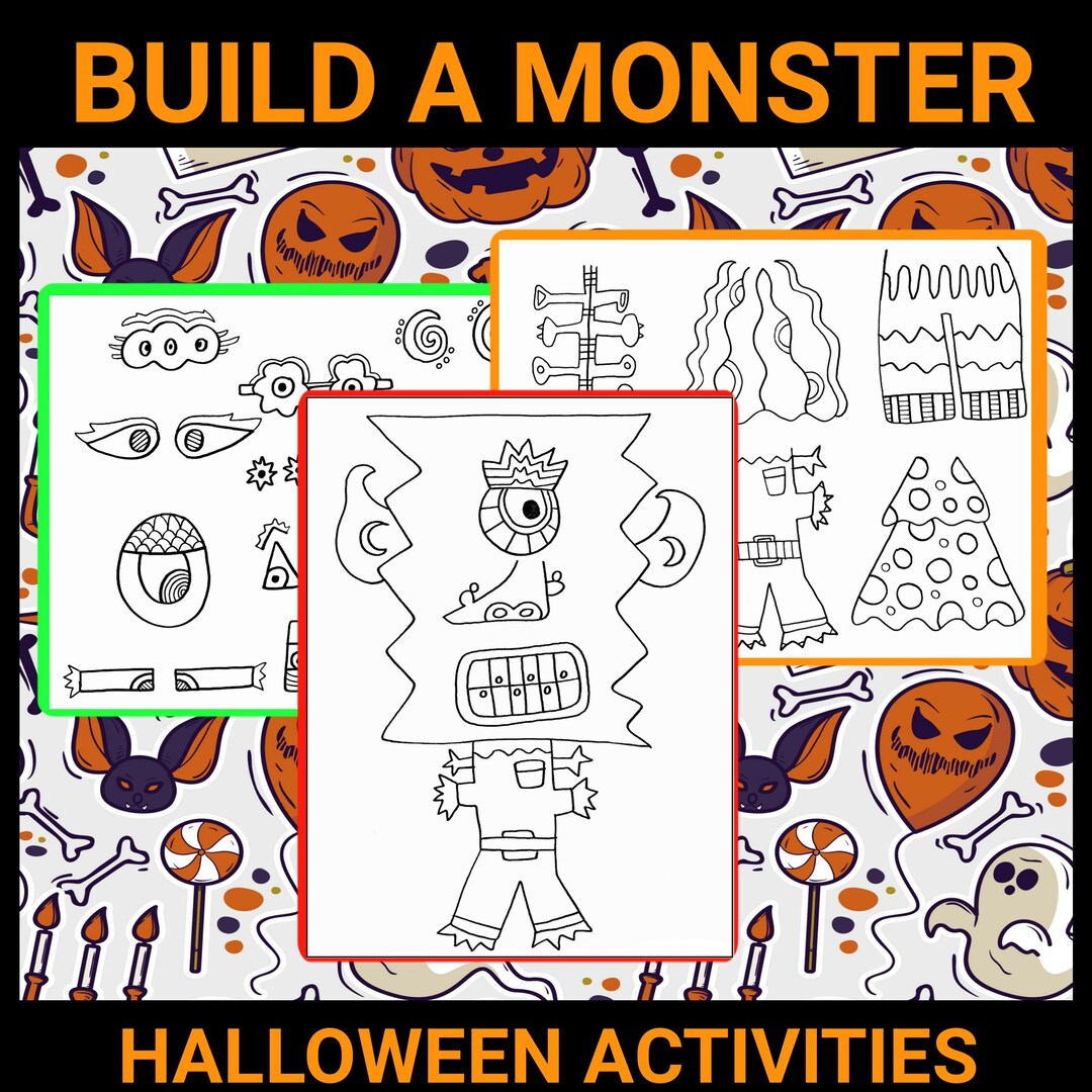 Build a Monster Halloween Craft Coloring Pages Activity Printables ...