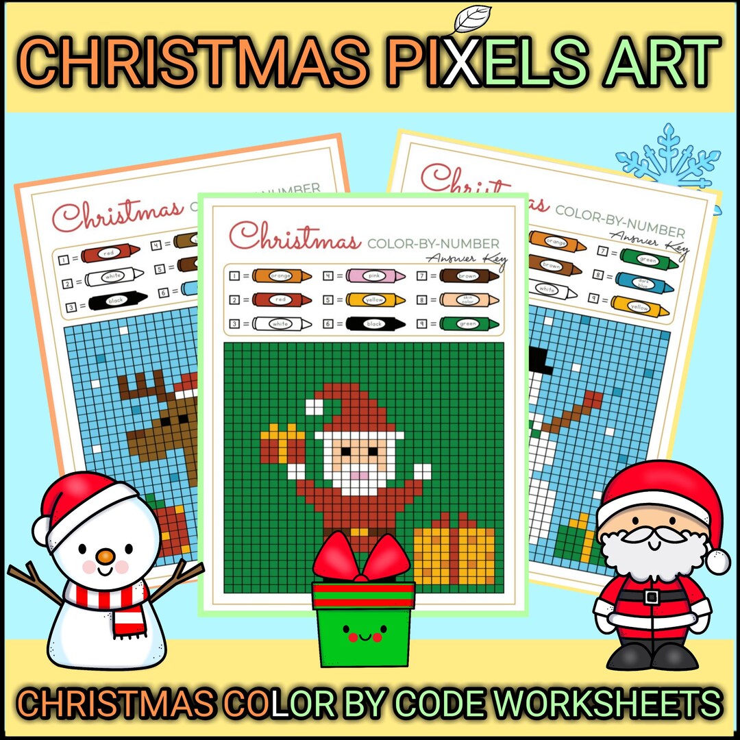 Christmas Color by Number - PIXELS ART Around the World - WINTER Math ...
