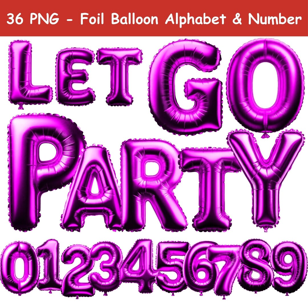 Purple Holographic Foil Balloon and Number Clipart, PNG Digital ...