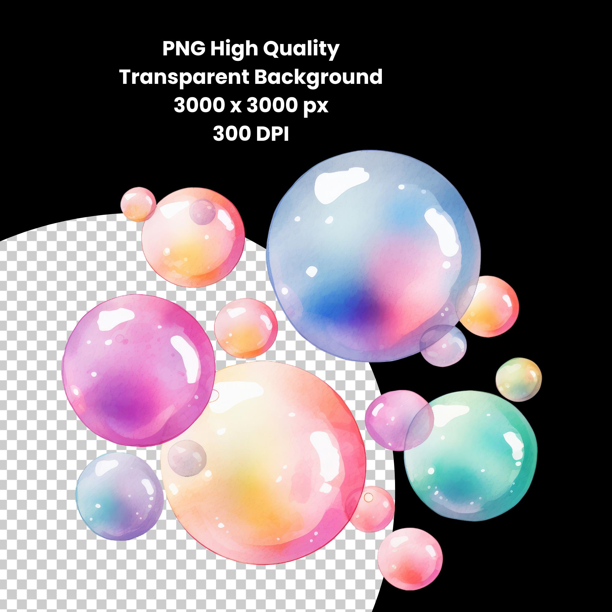 Watercolor Iridescent Pastel Rainbow Bubble Clipart, Colorful ...