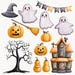 Spooky Watercolor Halloween Clipart Hand-painted Set, Floating Ghost ...
