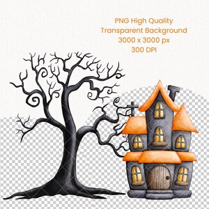 Spooky Watercolor Halloween Clipart – Floating Ghost, Pumpkin, Haunted ...