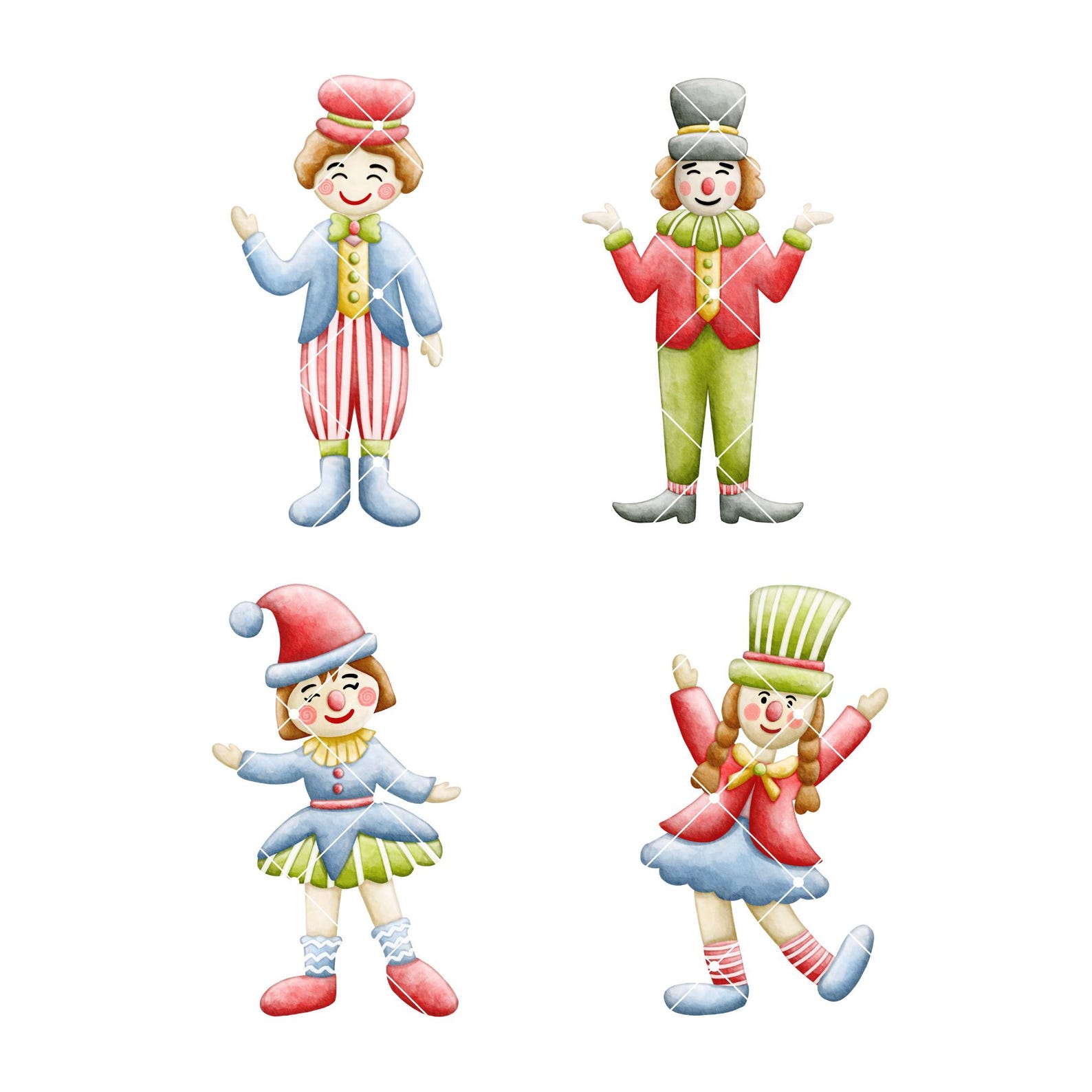 Watercolor Circus Clipart Set | Carnival PNG | Clowns, Tent, Ferris ...