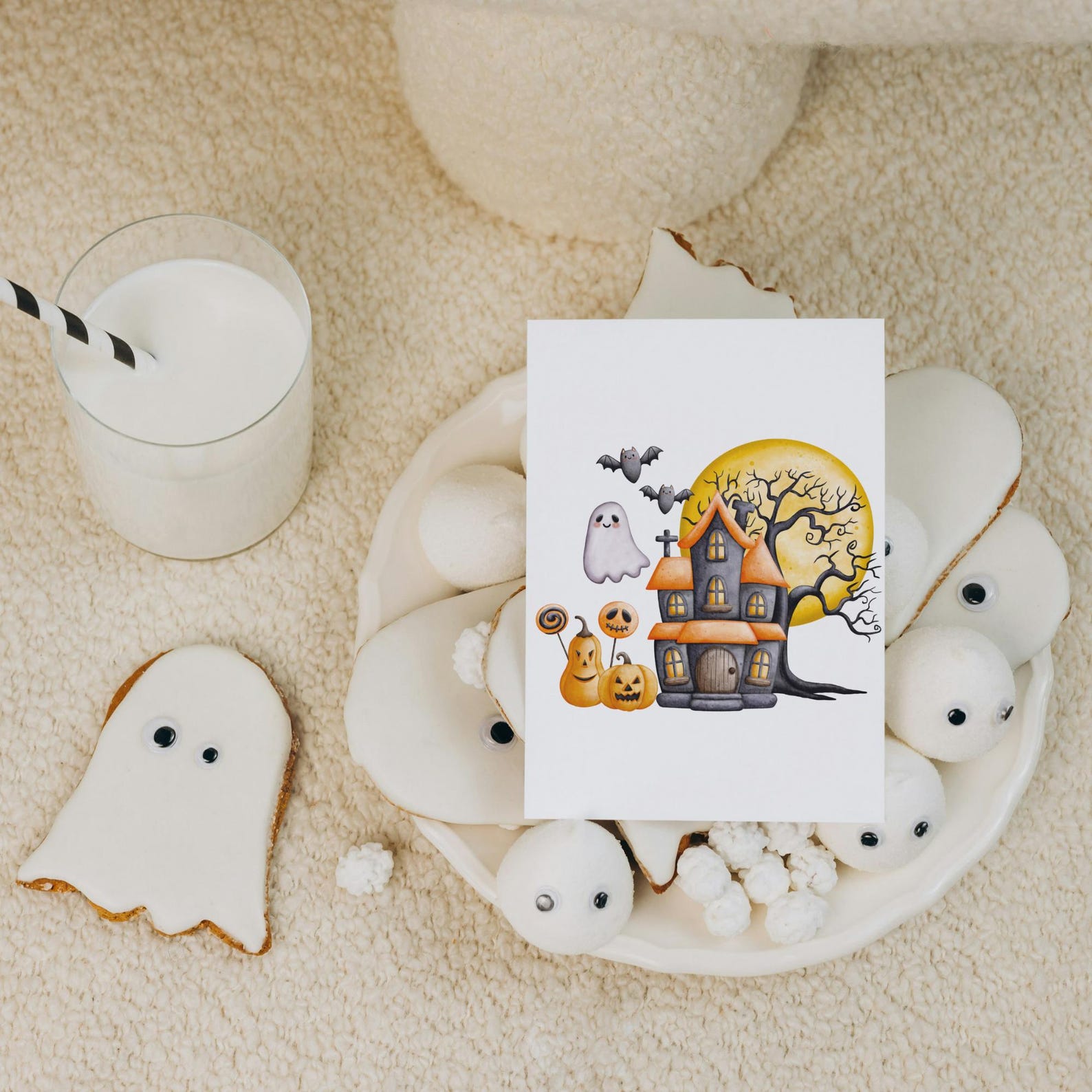Spooky Watercolor Halloween Clipart – Floating Ghost, Pumpkin, Haunted ...