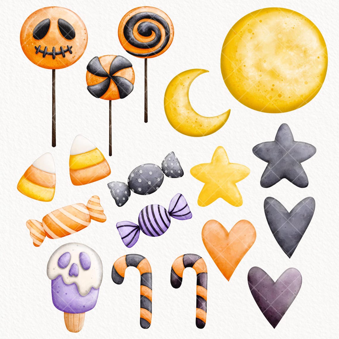 Spooky Watercolor Halloween Clipart – Floating Ghost, Pumpkin, Haunted ...