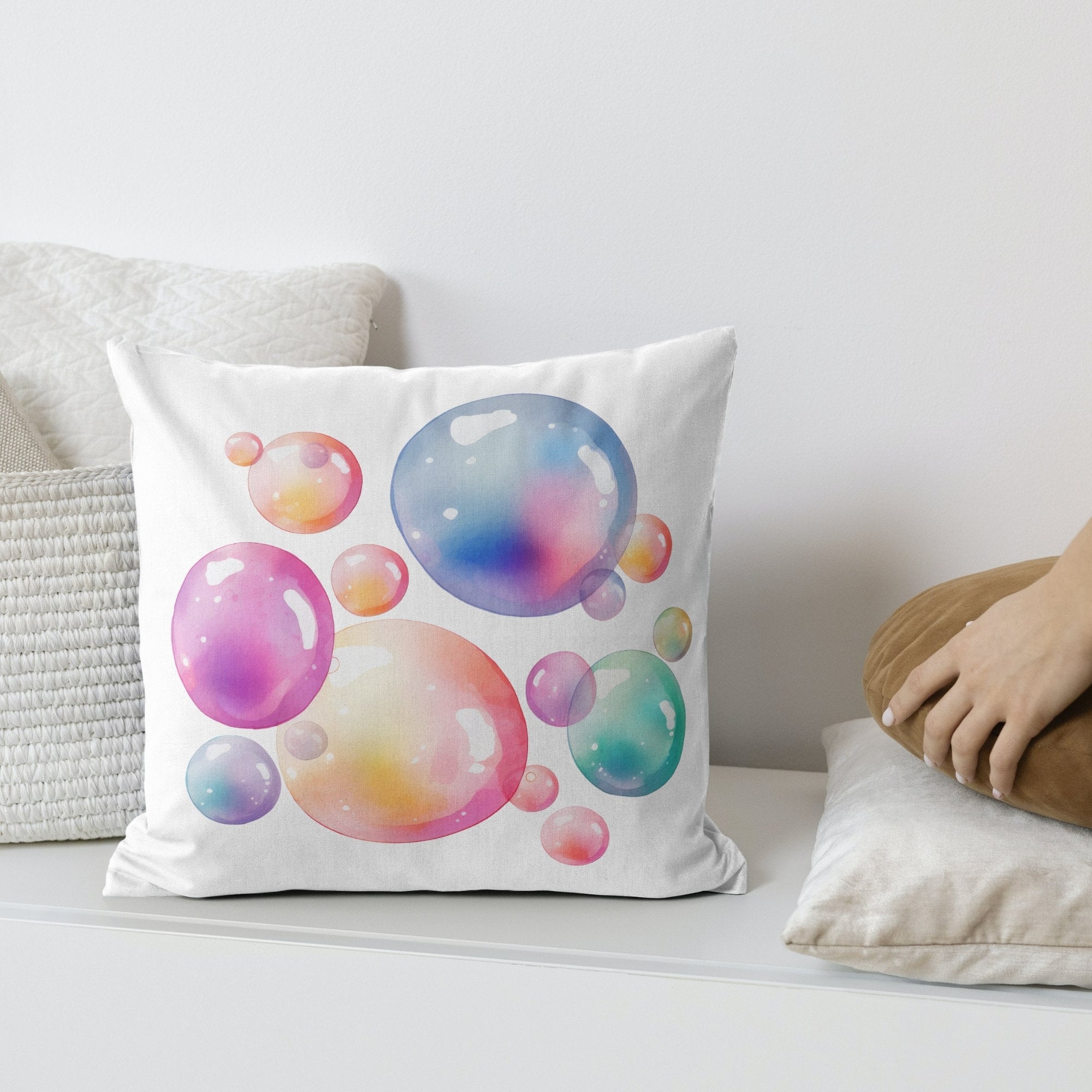 Watercolor Iridescent Pastel Rainbow Bubble Clipart, Colorful ...