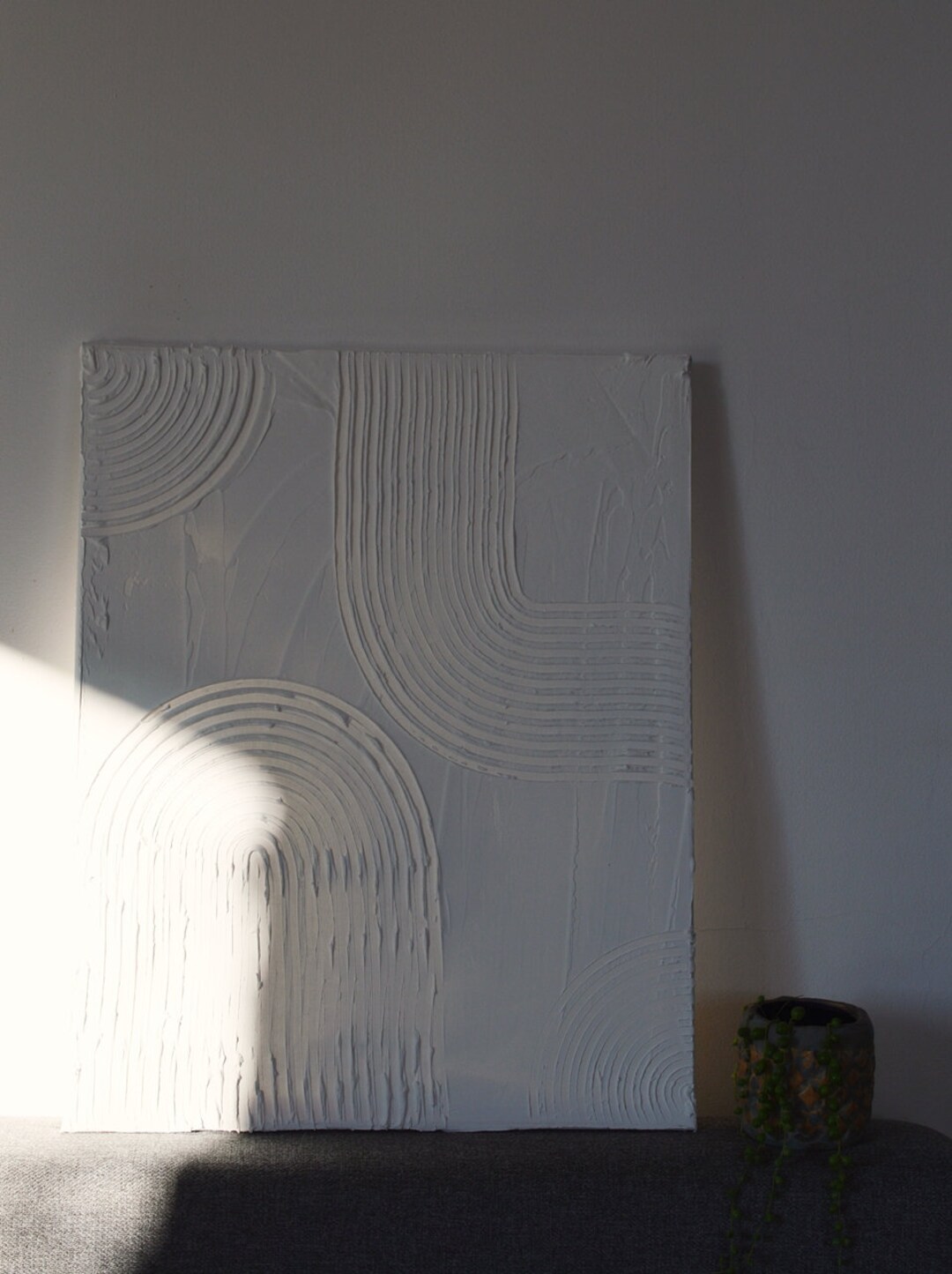 White Minimalist Wall Art Plaster Art Matte Textured Wall Art Set of 2 ...