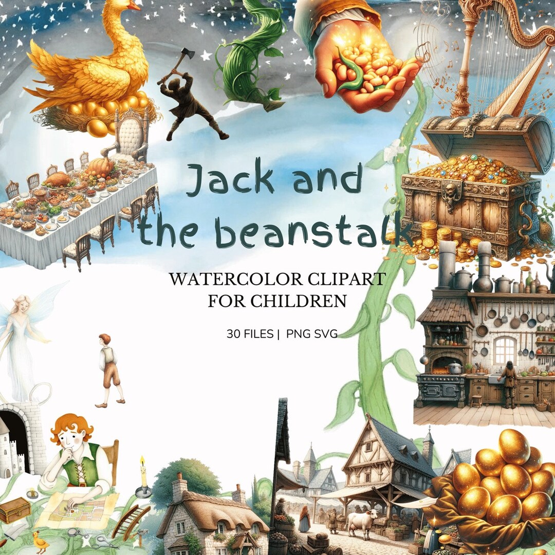 Svg, Jack and the Beanstalk Clipart, Kids Story Art, Digital Graphics ...