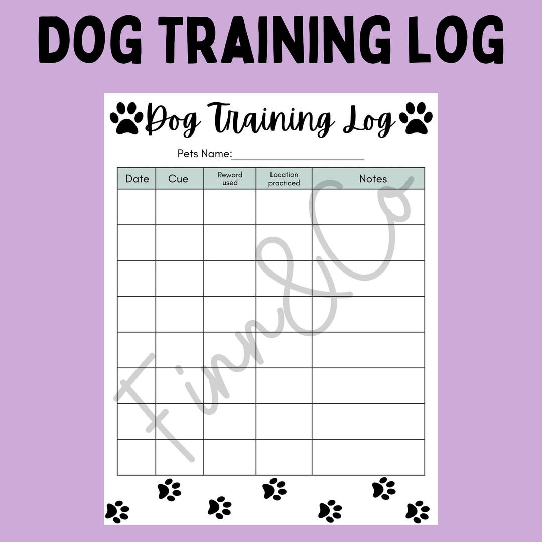 Dog Training Log | Dog Tracker | Pet Planner | Pet Organization | Dog ...