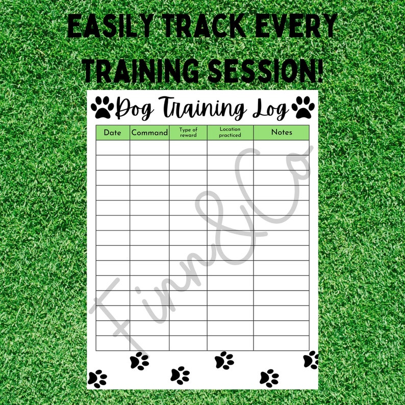 Dog Training Log Dog Tracker Pet Planner Pet (Instant Download) - Etsy