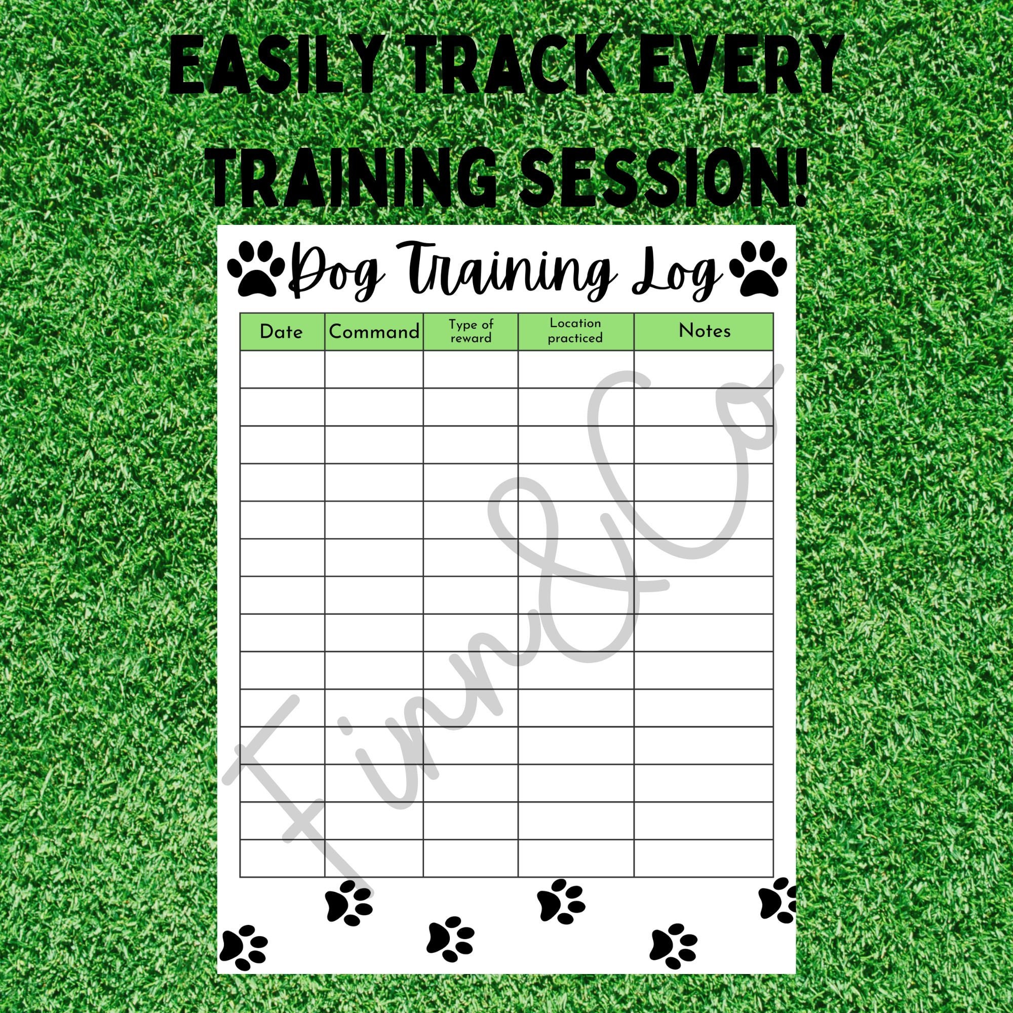 Dog Training Log | Dog Tracker | Pet Planner | Pet Organization | Dog ...