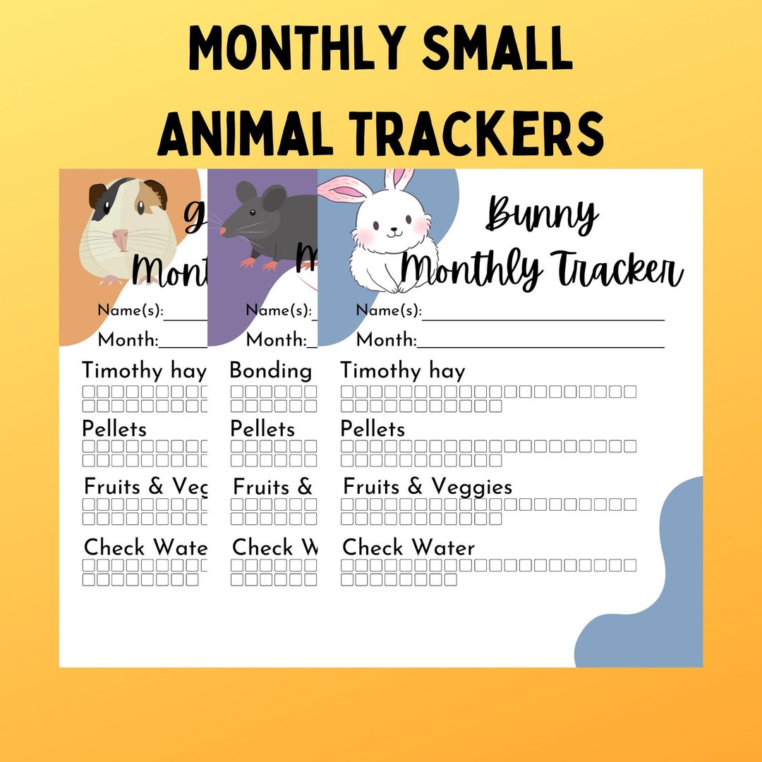Small Animal Monthly Tracker | Pet Planner | Guinea Pig | Rabbit | Rats ...