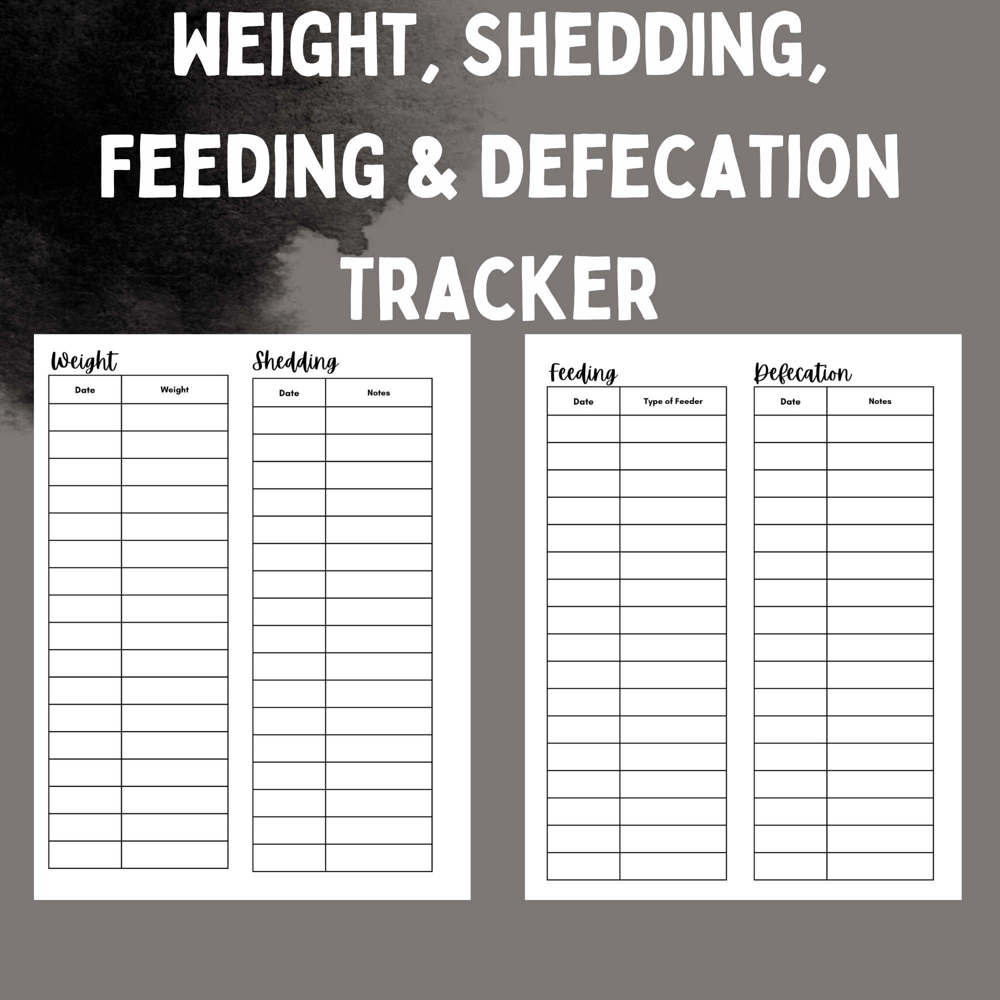 Snake Life Tracker Printable, Snake Medical Tracker, Reptiles, Ball ...