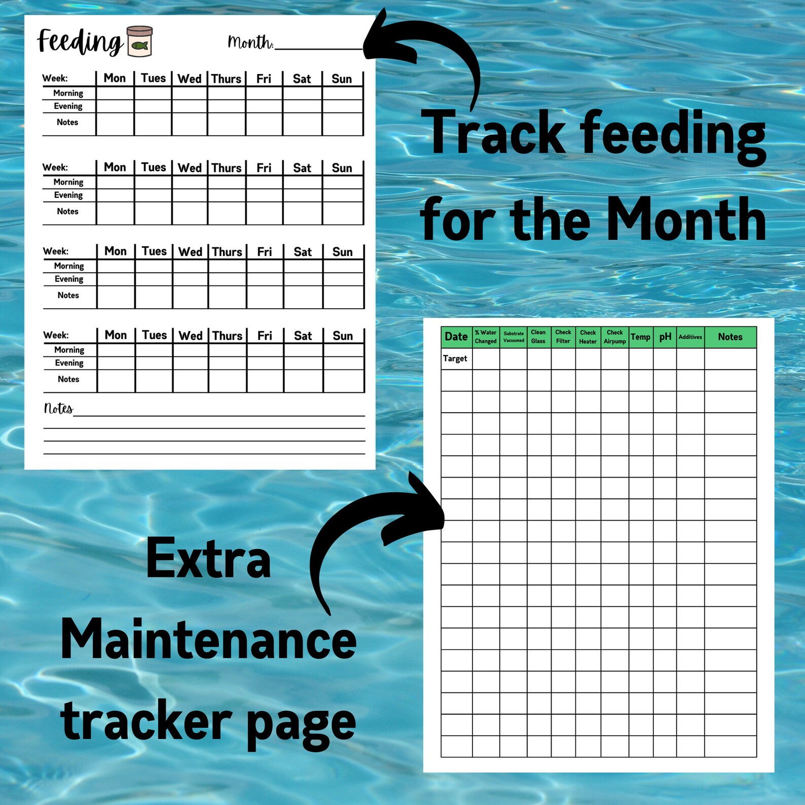 Fish Aquarium Tracker, Pet Tracker Printable, Fish Tank Printable, Fish ...