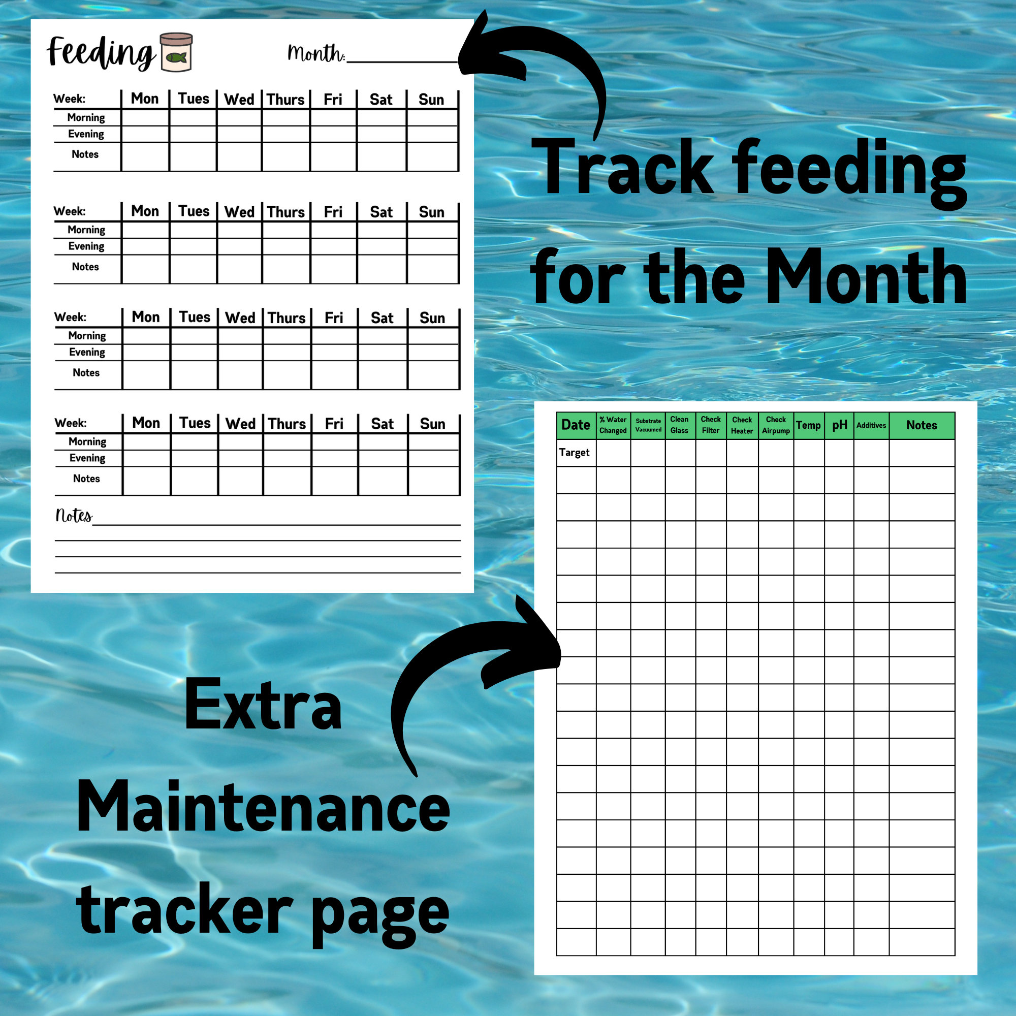 Fish Aquarium Tracker, Pet Tracker Printable, Fish Tank Printable, Fish ...