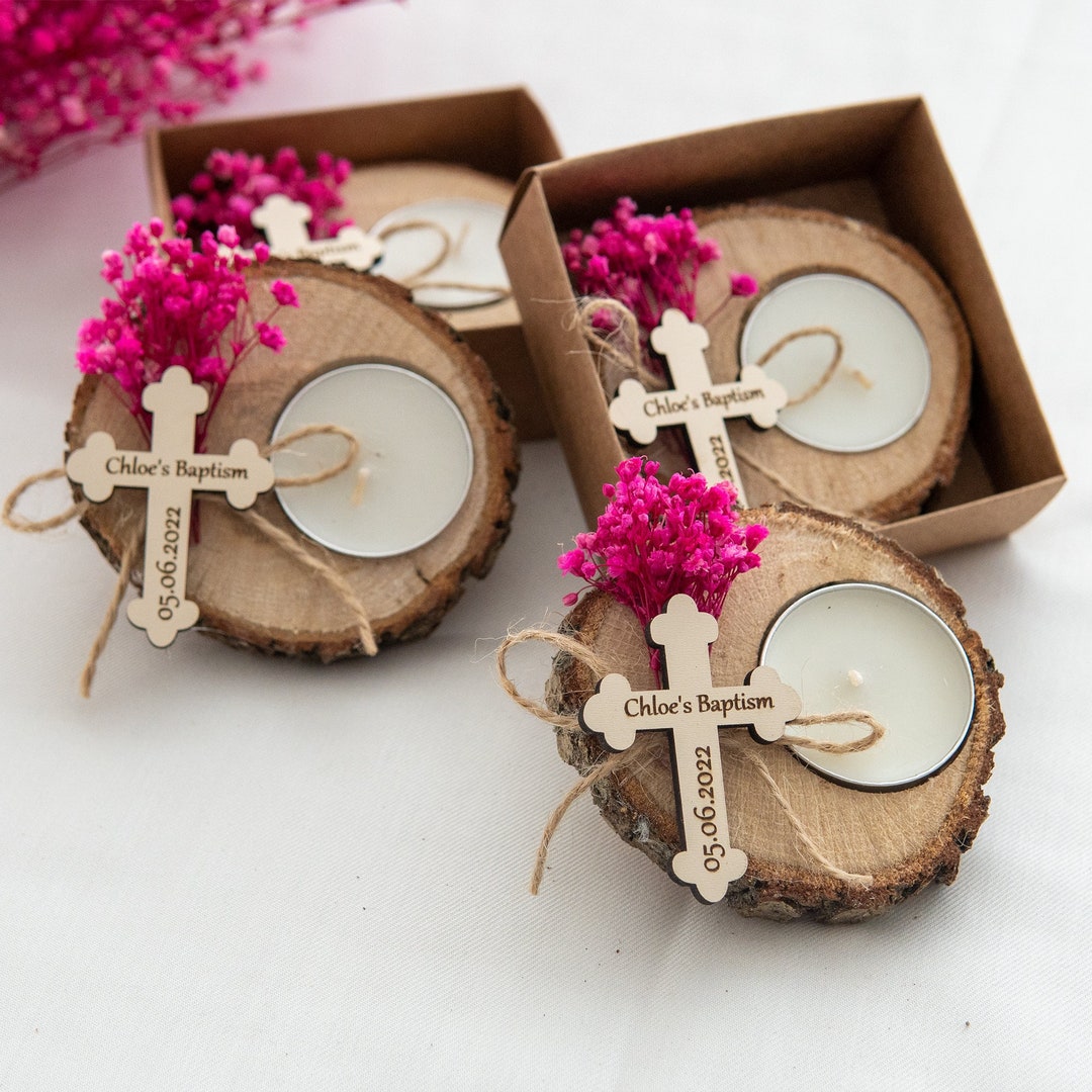 50 Pcs Personalized Baptism Favor,wooden Candle Favors for Guest in ...