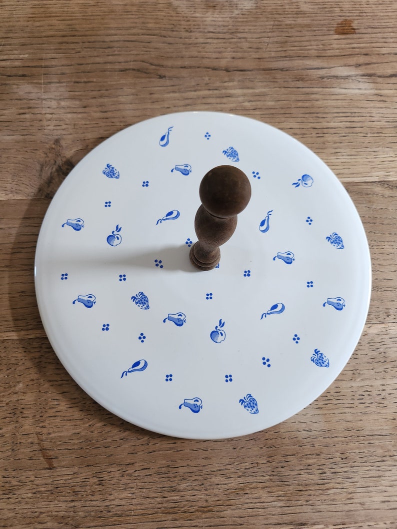 Revol France White and Blue Porcelain Cheese Tray, Fruit Decor pears ...