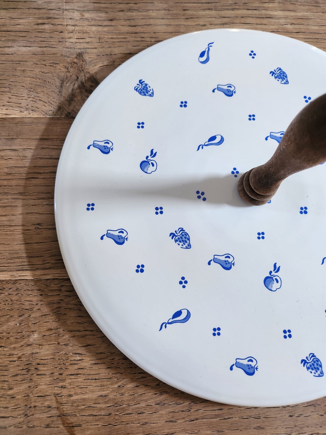 Revol France White and Blue Porcelain Cheese Tray, Fruit Decor pears ...