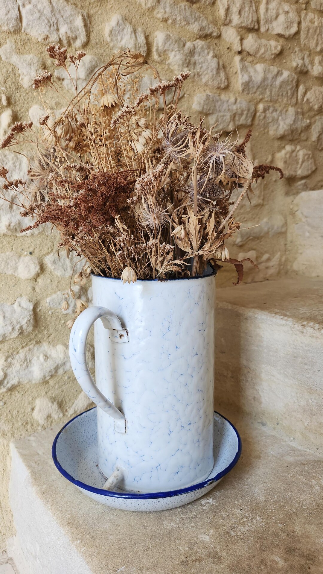 Old Enameled Sheet Metal Enema Jug / Wall Fountain, to Be Used as a ...
