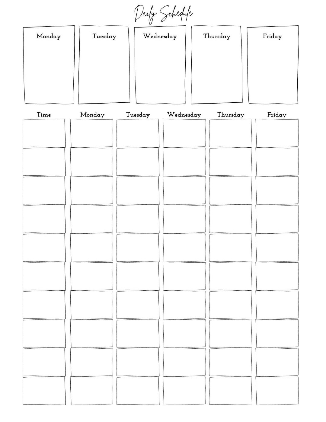 Daily Schedule Template JPG - Etsy