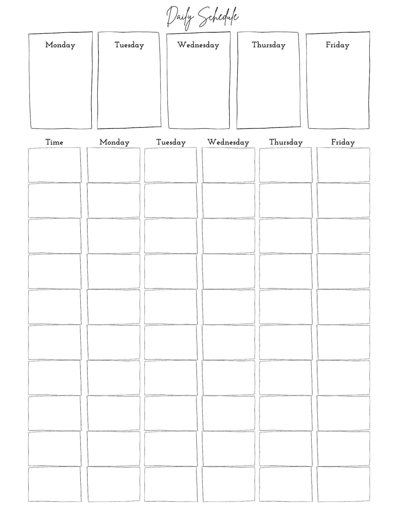Daily Schedule Template JPG - Etsy