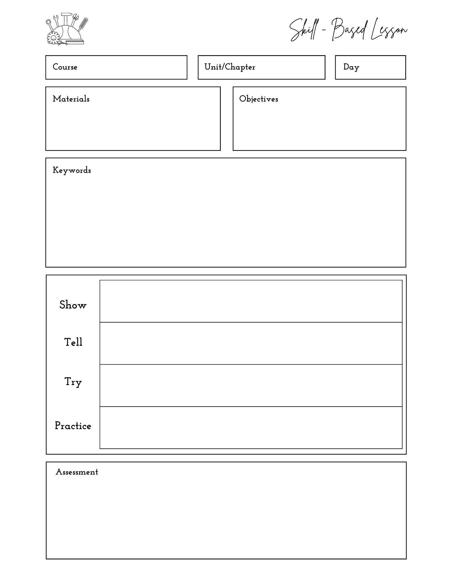 Editable Download - Skill-based Lesson Plan Template - Etsy