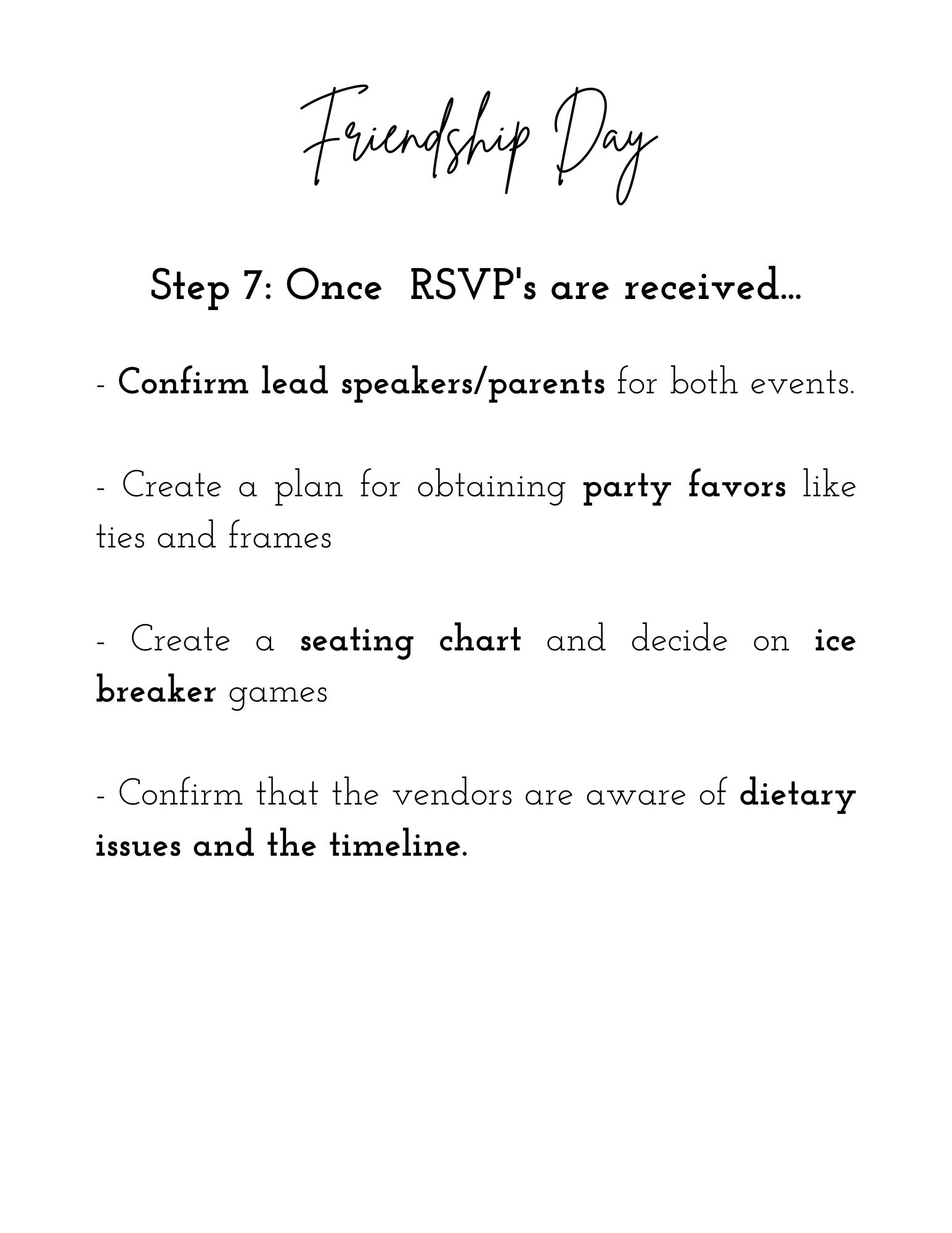 Editable Download - Plan a Friendship Day Event! - Etsy