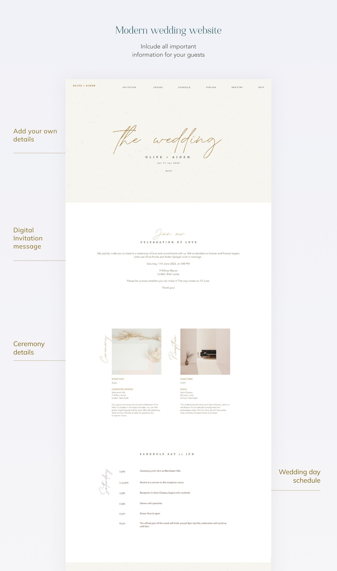 Wix Wedding Website Template Digital Wedding Invitation - Etsy