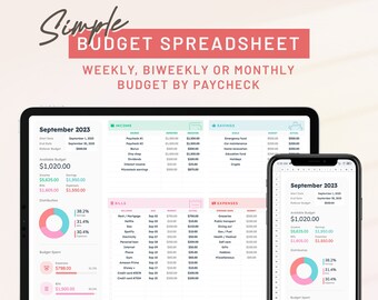 Budget Planner for Google Sheets, Monthly Budget Spreadsheet, Paycheck ...