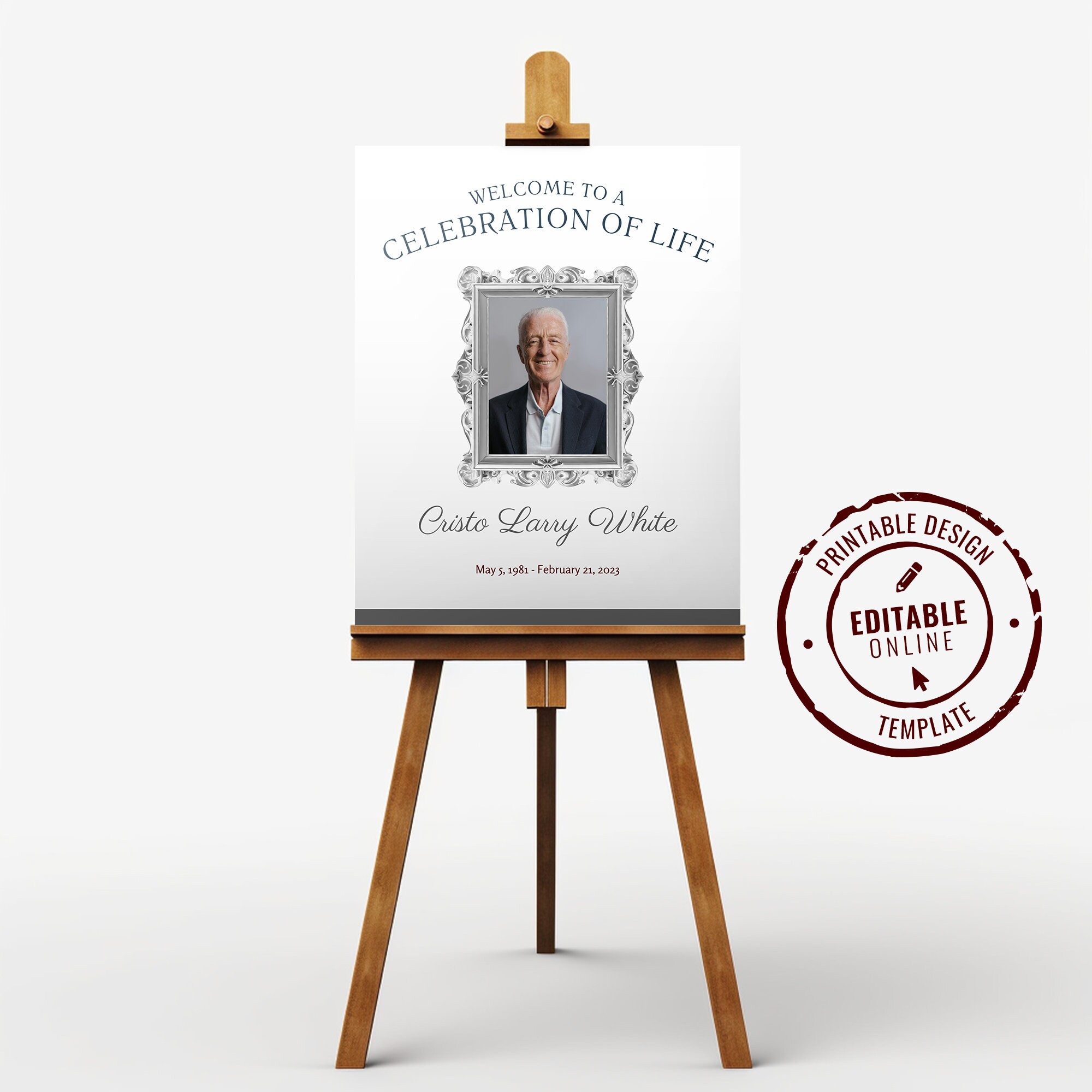 Life Celebration Sign, Printable Memorial Service Template, Editable ...