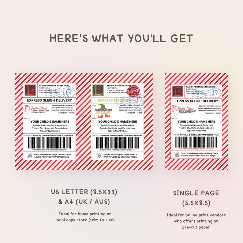 Printable From Santa Claus North Pole Shipping Label Template ...