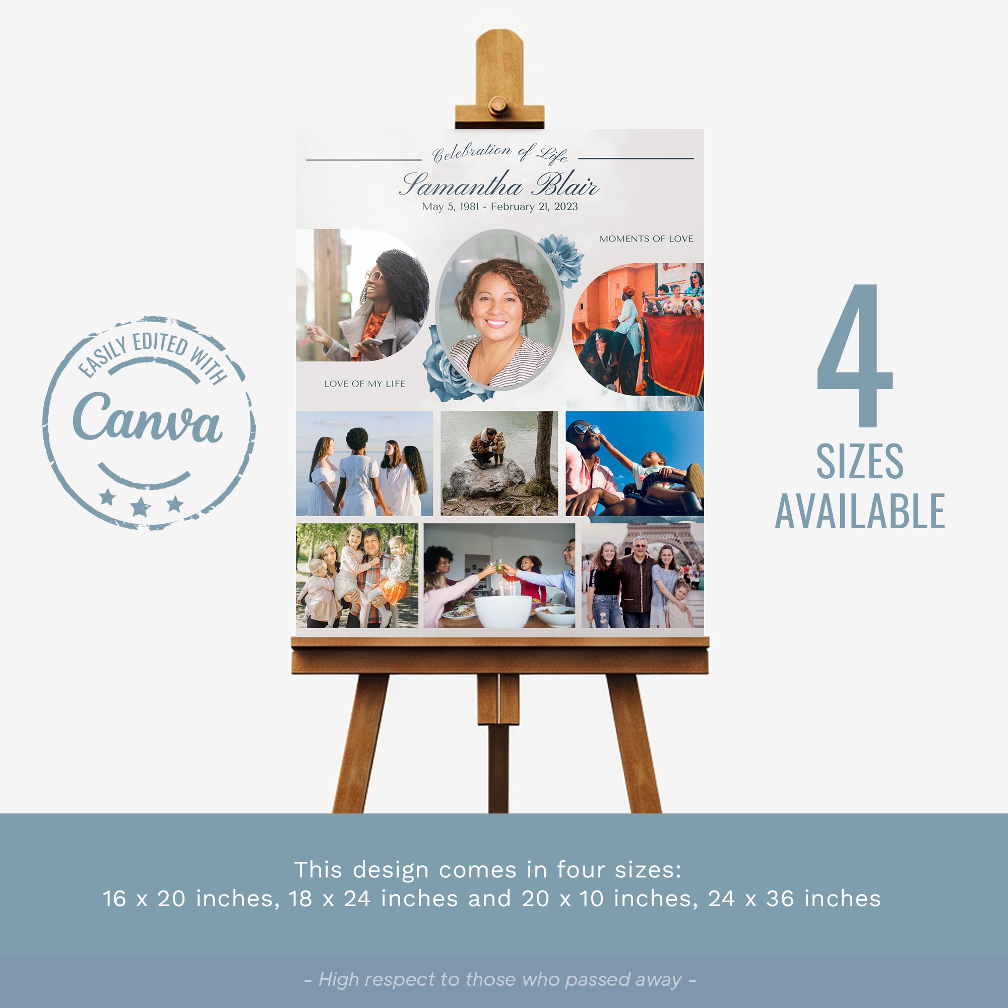 Funeral Collage Welcome Sign Simple Collage Funeral Sign Editable ...