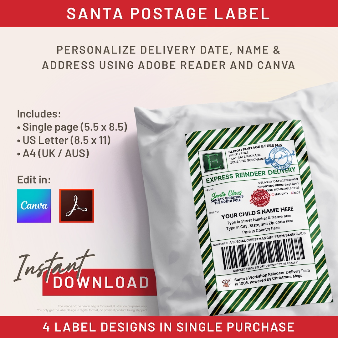 Personalize Santa Shipping Label, Printable From Santa Stickers ...