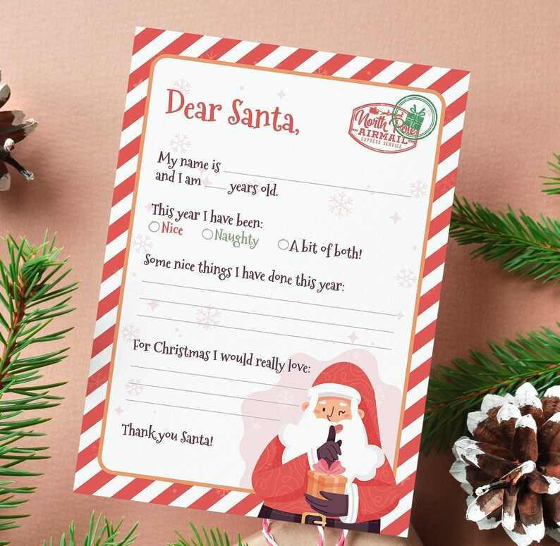 Printable Letter to Santa Claus Kids Letter to Santa Printable - Etsy