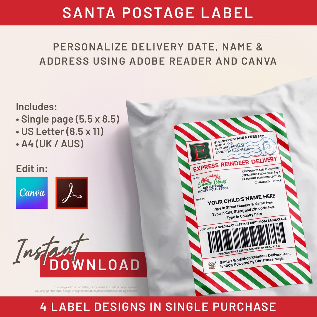 Printable From Santa Claus North Pole Shipping Label Template ...