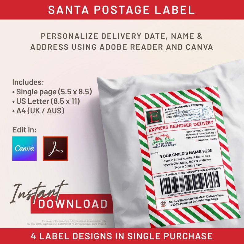 Printable From Santa Claus North Pole Shipping Label Template ...