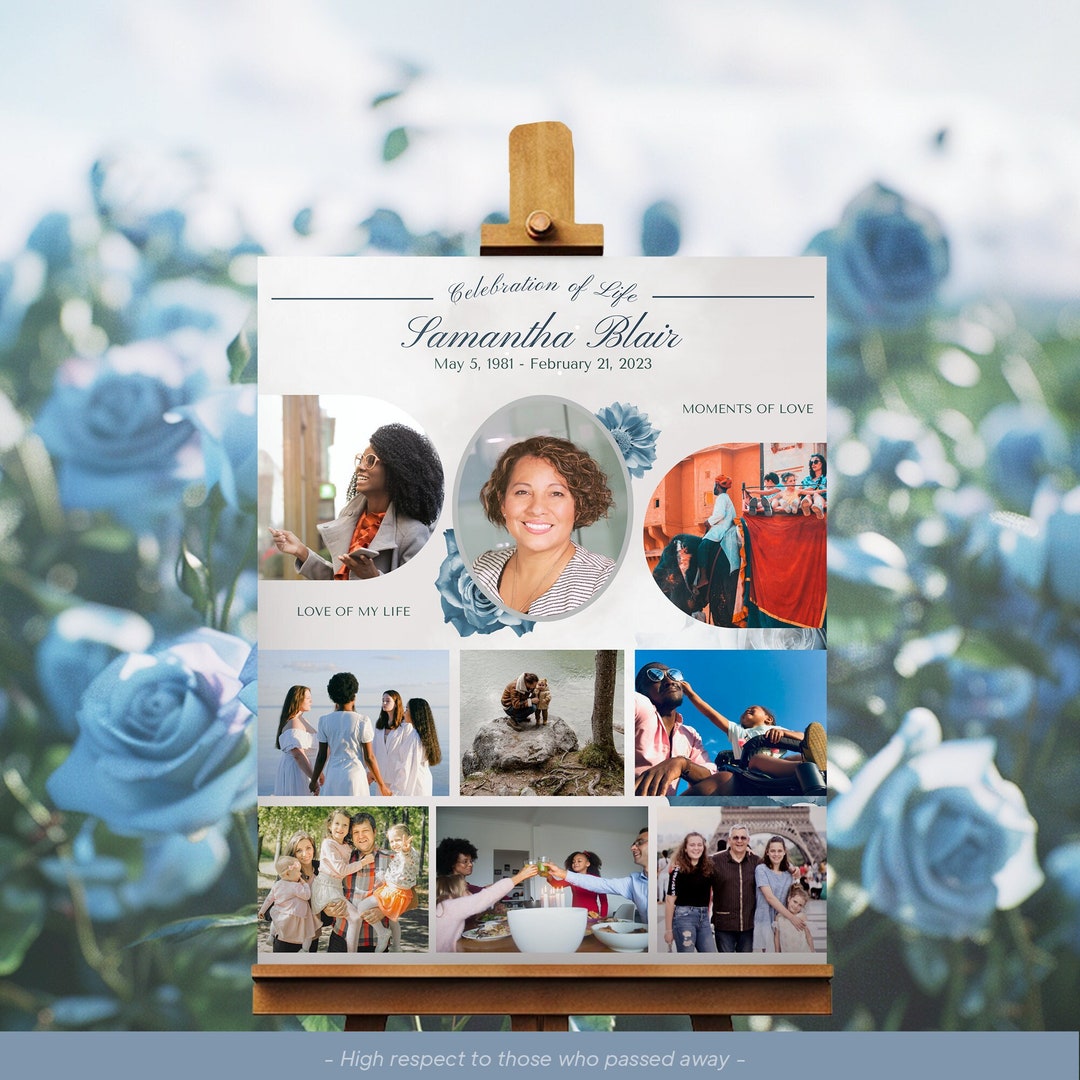 Funeral Collage Welcome Sign Simple Collage Funeral Sign Editable ...